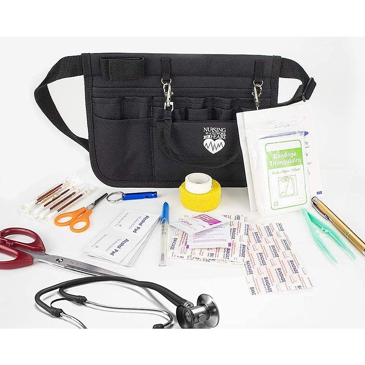 Nurse Fanny Pack with Stethoscope Holder – Medical Waist Bag Ideal for Nurses and Medical Care Workers – Premium Medical Fanny Pack for Nurses -Nurse Gift for Women-Black