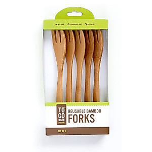 TO GO WARE Bamboo Reusable Forks | No BPA or Phthalates | Dishwasher-Safe | Nonstick Surface Safe | Made from Durable, Sustainable Materials | Eco-Conscious Utensils | Pack of 5
