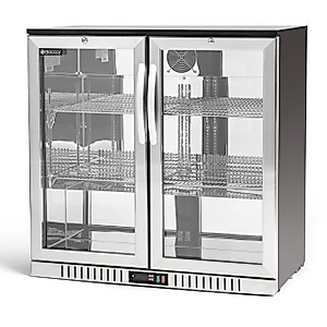 New Procool Refrigeration 2-door Glass Front Stainless Steel Back Bar Cooler; 36" Wide, Counter Height Refrigerator
