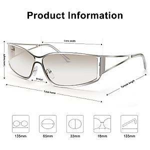 BOTEN Y2k Sunglasses for Women,Fashion Metal Y2k Glasses,Trendy 2000S Silver Sunglasses Aesthetics Y2k Shades Accessories
