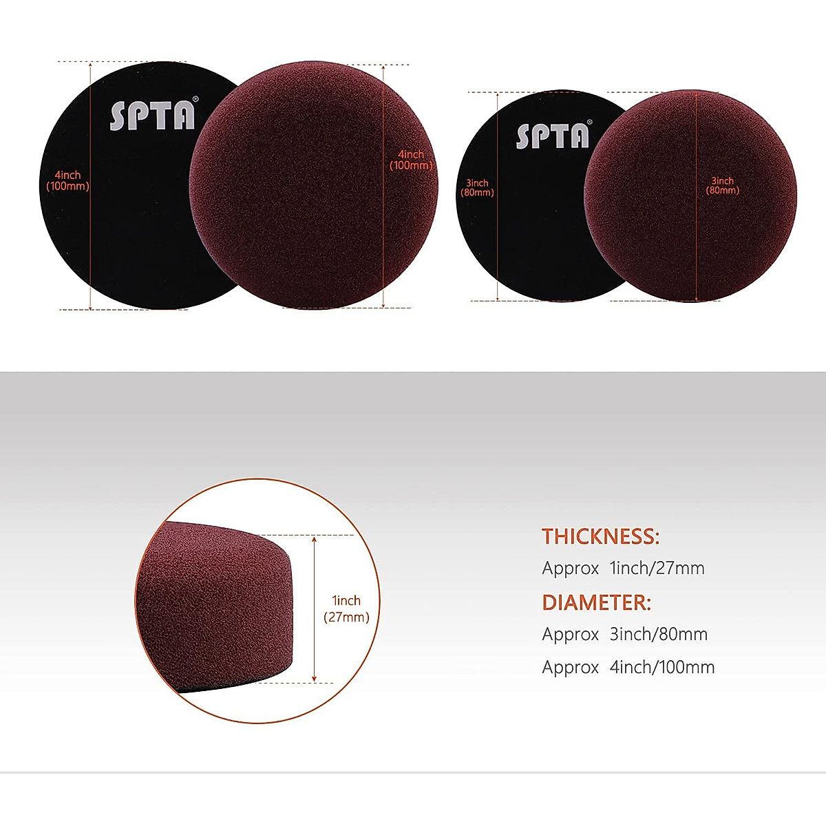 Mini Polisher, Mini Buffer, Small Buffer Polisher, SPTA Mini Oribtal Polisher 3 Inch 10mm/780W Variable Speed Orbit Dual Action Polisher With Polishing Pads+Sanding Discs+Pad Conditioning Brush
