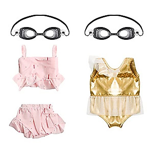 4 Pcs Mini Swimsuit Outfit with Swimming Goggles Miniature Swimming Outfit Bikini Accessories Bathing Suit Swimsuit with Accessories Miniature Pool Party Clothes for Mini Decoration