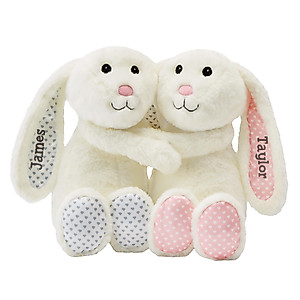 Let's Make Memories Personalized Hugging Plush Bunnies - Bunny Stuffed Animal - Easter Bunny - for Couples - for Him - for Her