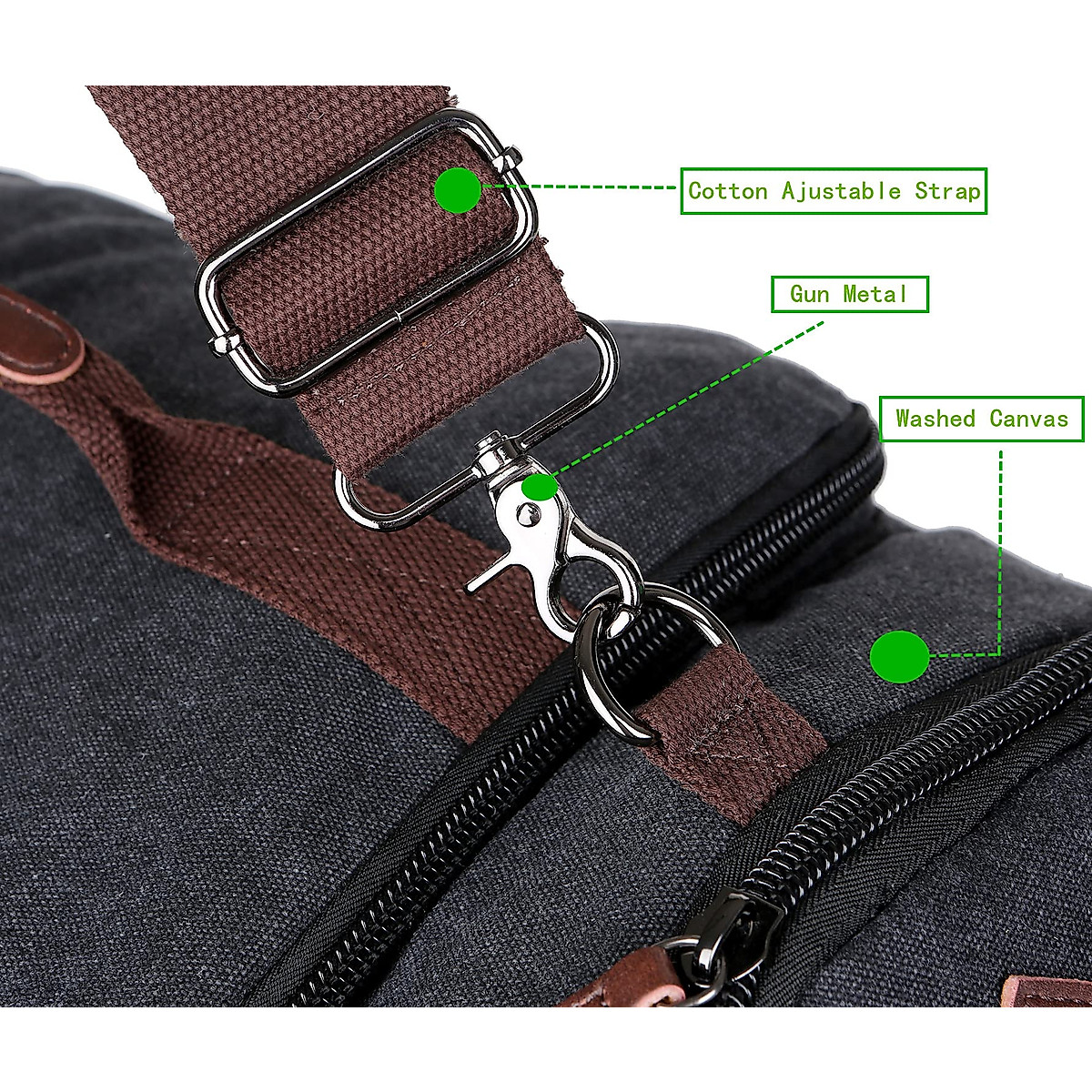 BAOSHA Canvas Weekender Travel Duffel Backpack Hybrid Hiking Rucksack Laptop Backpack for Outdoor Sports Gym HB-26(Black)