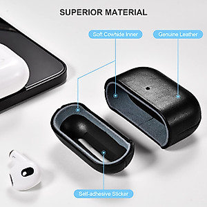 CEENFFO Leather for AirPods 3 Case 2021, Genuine Leather for Airpods 3 Wireless Charging Case (Front LED Visible) Protective Skin for Men Women