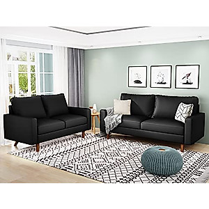 Meeyar Couches for Living Room,70''Width Comfy Sofa 3 Seater Sofa for Living Room 3 Seater Comfy Couch Room Couch for Bedroom Sofa for Office,Black