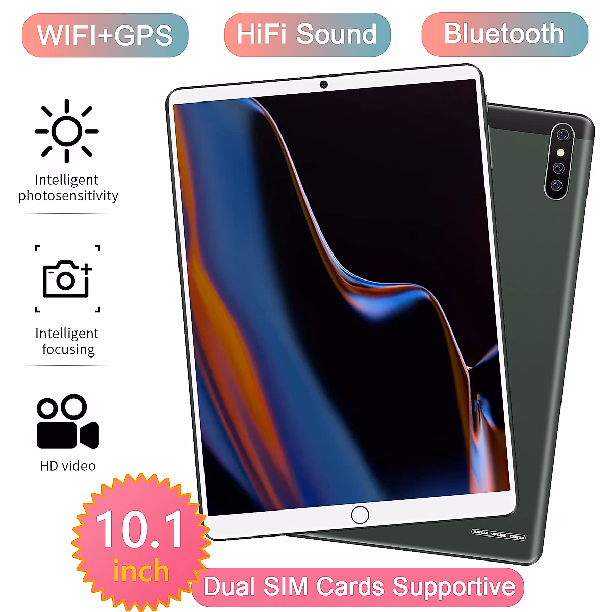 S12 10.1 inch Android Tablet PC, 3G Phone/WiFi Tablet for Study, Game and Video Playing, Internet Browsing, Dual SIM Cards and Dual Standby Supportive, 4Core/Bluetooth/GPS/FM, IPS HD Display_DarkGreen