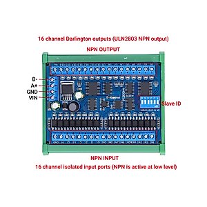 16 Input 16 Output Expansion Board RS485 16 Channel Remote Control Switch Module PLC IO Module DC 6.5‑30V for Smart Home(with Shell)