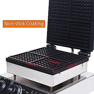 SNKOURIN Commercial Waffle Maker,4 Pieces Nonstick Electric Waffle Maker Stainless Steel 110V Temperature and Time Control Belgian Waffle Maker for Bakery,Restaurant,Snack Bar or Home