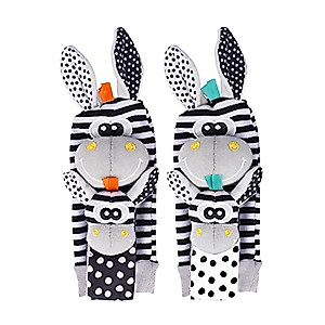 Avos-Deals-Global Baby Rattle Socks Wrist Strap Rattles Set, Cute Baby Animal Development Toy Gift for Newborn Babies, Black and White Foot Finder Sensory Set…
