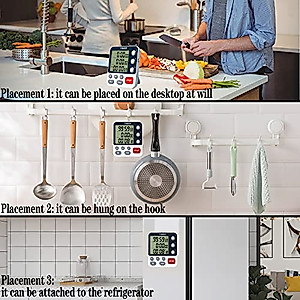 Xluvuvuk Timer Cooking Timer Digital Kitchen Cooking Electronic Timer Three Channel Back with Magnetic Timer, with Alarm and Flashing Light Prompt, Suitable for Cooking, Student Learning, Training