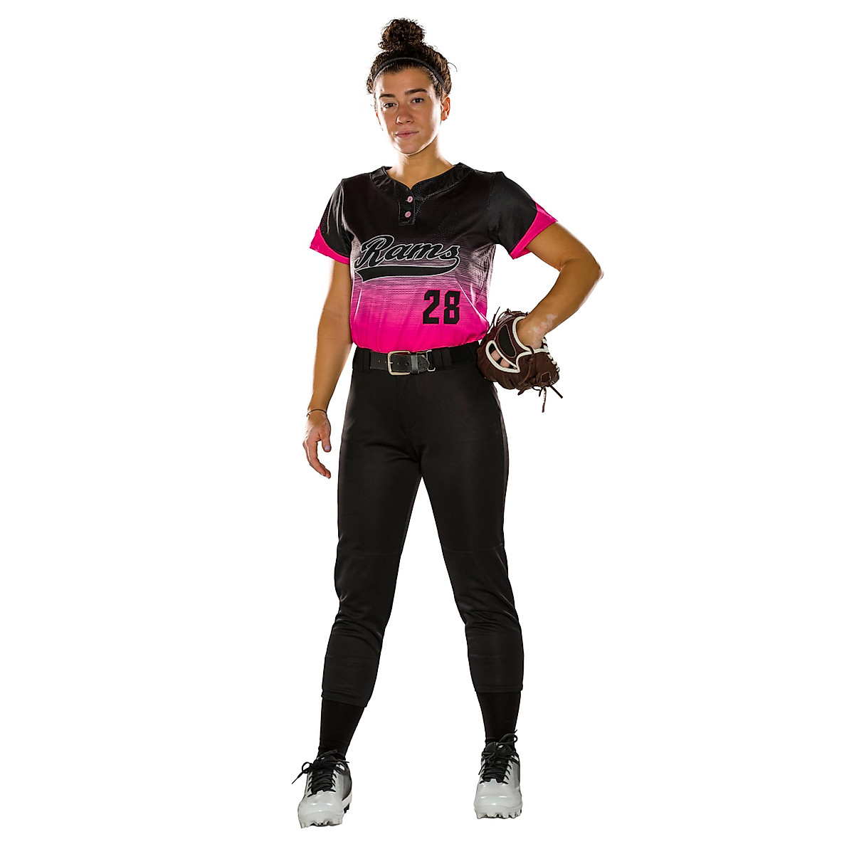 Alleson ATHLETIC Girls' Large (26-28" W) Athletic Fast Pitch Softball Belt Loop Pants, Navy