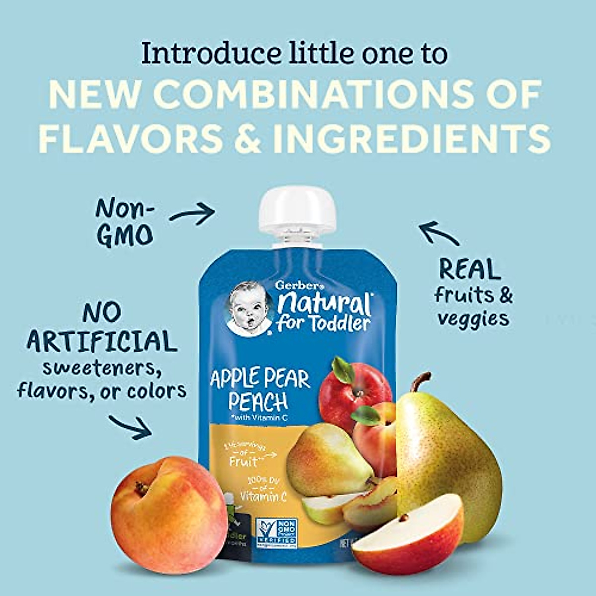 Gerber Baby Food Pouches, Toddler, Premium, Veggie Power, Broccoli Carrot Banana Pineapple, 3.5 Ounce (Pack of 12)