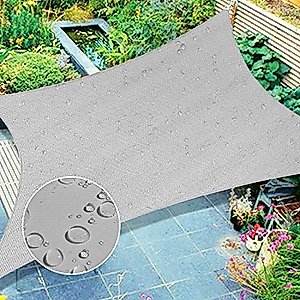 Artpuch 10'x13' Light Grey Waterproof Sun Shade Sail Canopy Cover for Patio Outdoor, 185 GSM Water Resistant Rectangle Backyard Shade Sail for Garden Playground