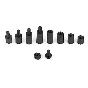 300pcs Black M3 Male Female Standoffs Screws Nuts Assortment Kit with Box Widely Used in Machinery Industry, Electronic Industry, Testing Equipment, Electric Equipment