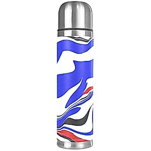 Stainless Steel Leather Vacuum Insulated Mug Abstract Texture Thermos Water Bottle for Hot and Cold Drinks Kids Adults 16 Oz