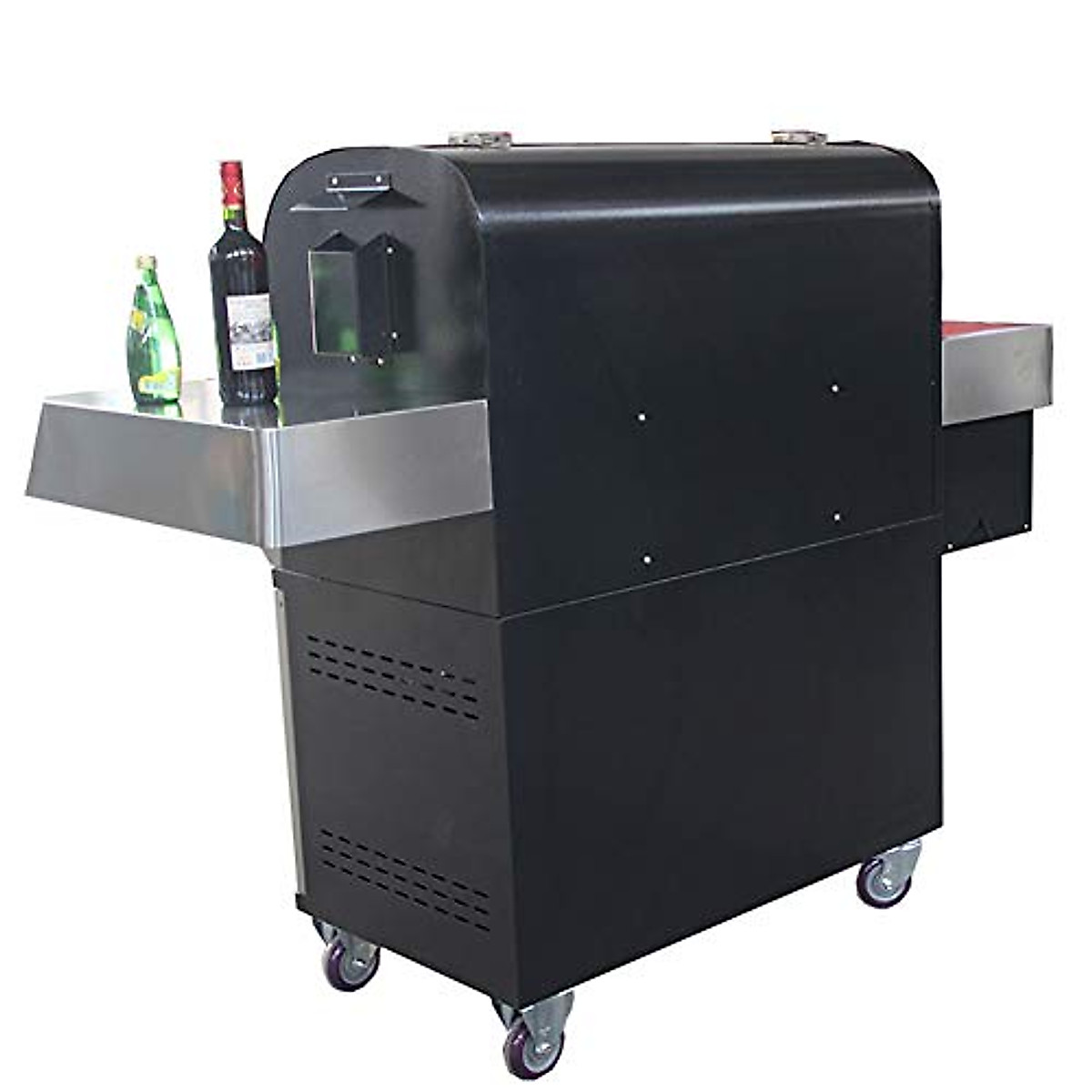 RJMOLU Wood Pellet Grill & Smoker Gas Grill Stainless Steel 40,000 BTU Patio Garden Barbecue Grill with Built in Thermometer, Removable Wheels