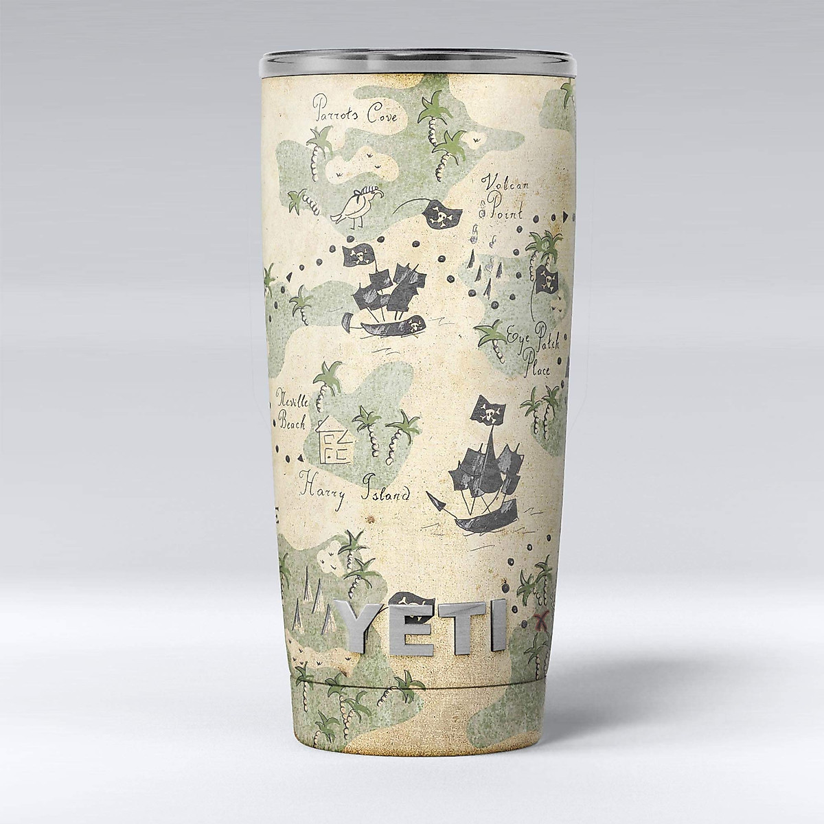 Design Skinz The Vintage Map of Pirate Islands - Skin Decal Vinyl Wrap Kit Compatible with The Yeti Rambler Cooler Tumbler Cups