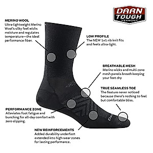 Darn Tough Men's Micro Crew Ultra-Lightweight Run Sock (Style 1035) - Black, X-Large