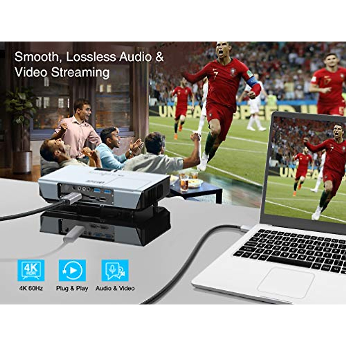 BlueRigger Premium USB C to HDMI Cable (10ft, 4K 60Hz, Braided, USB Type C) – Thunderbolt 3 Compatible with MacBook Pro/Air, iMac, Chromebook Pixel, Samsung Galaxy/Note, Dell, Surface Book