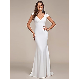 Ever-Pretty Women's Vintage Back Lace Applique Bodycon Mermaid Wedding Gowns for Bride 2022 White US16