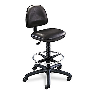 Safco 3406Bl Precision Extended Height Swivel Stool W/Adjustable Footring Black Vinyl