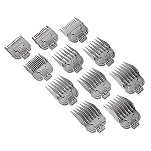 Andis Snap-On Blade Attachment Combs - Suitable for Hair Clipper Trimmer, Professional Use, Easy Clean, Long-Lasting - Sizes, 0", 0.5", 1", 1.5", 2", 3", 4", 5", 6", 7", 8" - 11/Piece Set, Gray