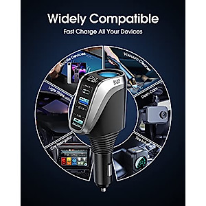 USB C Car Charger, 4 in 1 Cigarette Lighter Adapter, Socket Splitter with 3 USB Ports, 12V/24V Dual USB Type C PD Super Fast Car Charger Adapter Compatible with iPhone14/13/Samsung/Google/GPS/Dash Cam