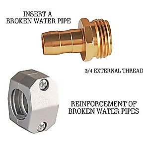 Hourleey Garden Hose Repair Fittings, Zinc and Aluminum Male Hose End Water Hose Repair Connector, 2 Pack