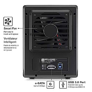 Mediasonic PROBOX 4 Bay 3.5” SATA Hard Drive Enclosure – USB 3.0 eSATA Support 24TB HDD (HF2-SU3S3)
