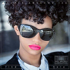 SA106 Polarized 55mm Fit Over OTG Butterfly Rhinestone Diva Sunglasses Shiny Black