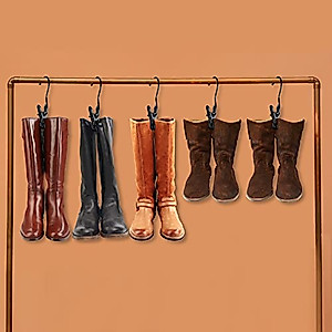 No Sharp Matte Black Boot Hanger Clips for Closet,Hanging Closet Hanger Organizer Clamps Heavy Duty Laundry Hooks with Clips for Boot Hats Pants Clothes Towel Jeans Snack Bags Clips(Black,16 Pieces)