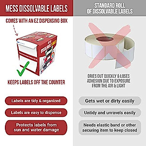 MESS Dissolvable Food Labels for Containers 1x2" Blank Kitchen Labels - Food Storage Labels - Removable Freezer Labels - Dissolvable Labels for Food Containers - Washable Canning Label (500)