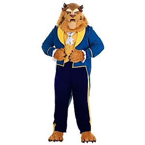 Plus Size Beast Costume | Adult Disney Beauty and The Beast Mouth Mover Full Head Mask | Blue Dance with Belle Outfit 5X