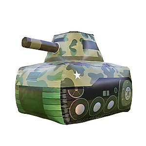 Dazmers Inflatable Army Tank - Inflatable Military Battle Tank for Party War for Kids, Birthday, Toy Parties, Laser Tag, Paintball, Gel Blaster Gun, Water and Airsoft