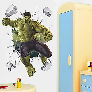 AOLIGL Avengers Hulk Wall Stickers DIY Violent Muscle Monster Hulk Giant Wall Decal Children's Cartoon Bedroom Background Wall Decoration Self-Adhesive Wall Sticker (Size 17.7 * 23.7 inch)