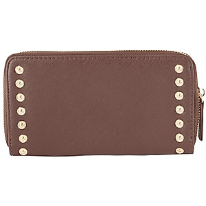 Joe's Jeans Casanova Zip Around Wallet With Studs - Brown