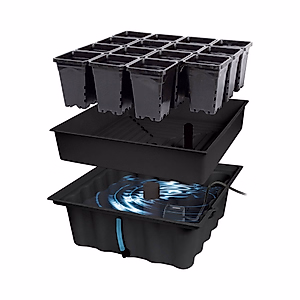 Hydrofarm MGSYS Hydroponic Megagarden Ebb & Flow System in a 22" x 22" x 10" size Container,Black