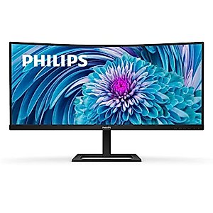 PHILIPS 346E2CUAE 34" Curved Frameless, UltraWide QHD 3440x1440,100Hz, 121% sRGB, 1ms MPRT, USB-C Charging, MultiView PIP/PBP, Height Adjustable, 4Yr Advance Replacement, Black
