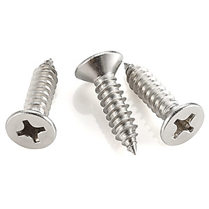 #10 x 1 (3/8" to 2" Available) Flat Head Sheet Metal Screws Wood Screws, 304 Stainless Steel 18-8, Self Tapping, 100 PCS
