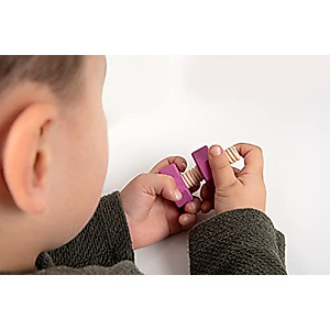 TickiT-74001 Rainbow Wooden Nuts & Bolts - Set of 14 - 7 Nuts and 7 Bolts in Matching Shapes & Colors - For Ages 12m+ - Loose Parts Wooden Toys for Toddlers and Preschoolers