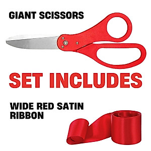 Red Ribbon Cutting Ceremony Kit – 20 Inch Giant Scissors and Ribbon Giants Ribbon Cutting Scissors with Red Ribbon Grand Opening Ribbon and Scissors for Special Events Inaugurations and Ceremonies