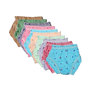 New Day Baby Girls' Cotton Panties Pack Of Ten, Multi-coloured, Size 6-12 Months