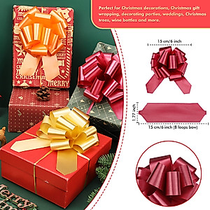 64 Pcs 6 Inch Christmas Pull Bows for Gift Wrapping Large Gift Bow with Ribbon Assorted Bows Pull String Bows Package Ribbons and Bows for Christmas Present Basket Valentine Easter Wedding Party