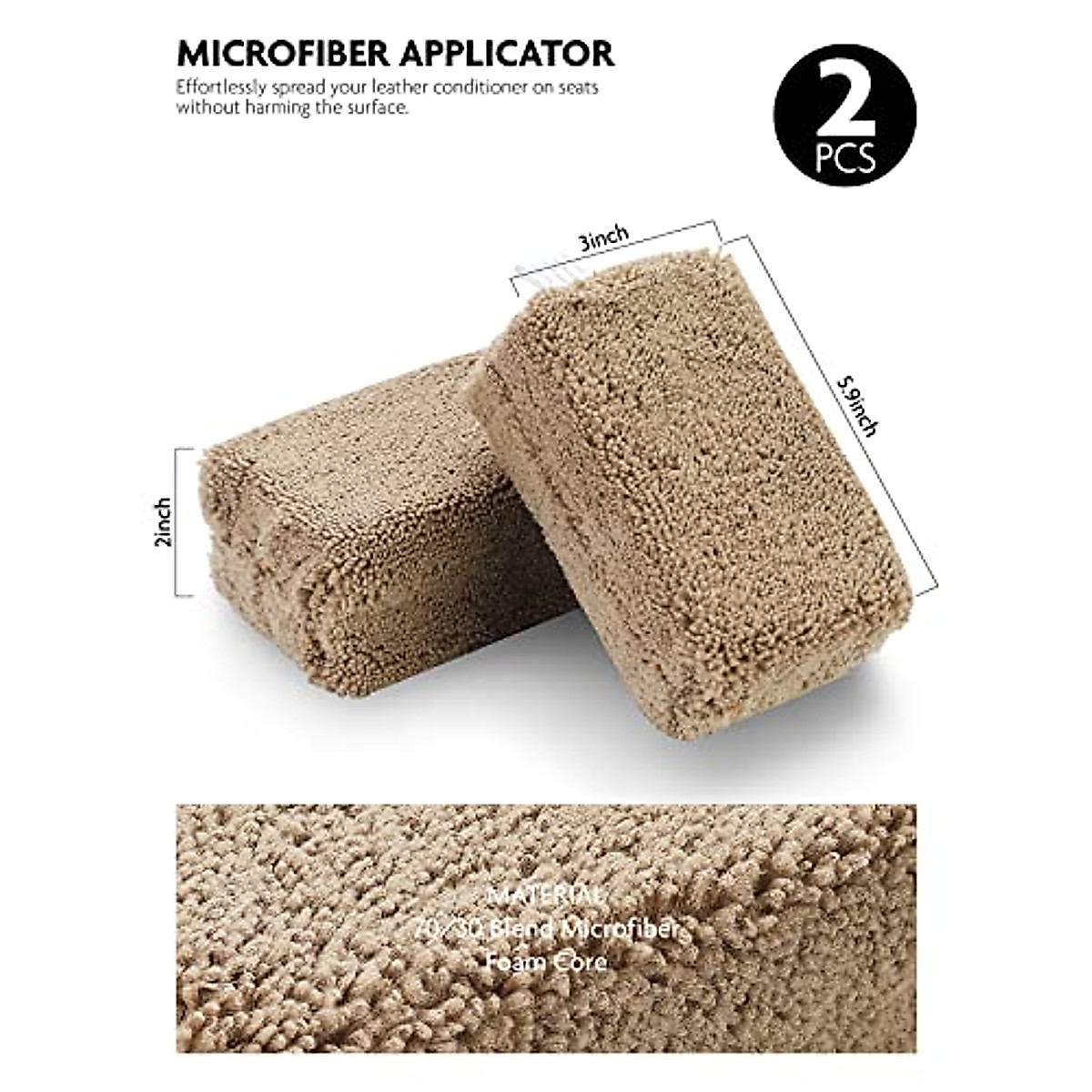 Fantasticlean 9PCS Car Interior Detailing Set, Microfiber Cloth & Applicator, Detailing Brushes, Natural Bristles, Scratch-Free & Ultra-Soft for Seats Leather Care or Cleaning