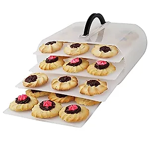 Cookie and Cake Carrier Container with Handle and Lid 4 Trays Cupcake Storage Transport Holder Box 2 Devil Eggs Trays Included