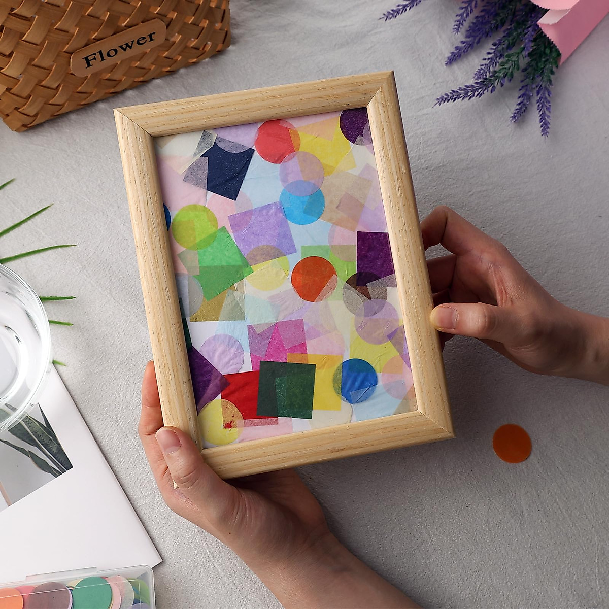 Shindel 7200 Sheets Square Tissue Paper, 1 Inch Art Rainbow Confetti Paper Bulk 40 Multicolor Tissue Mosaic Squares for Kids Collage Crafts DIY Projects