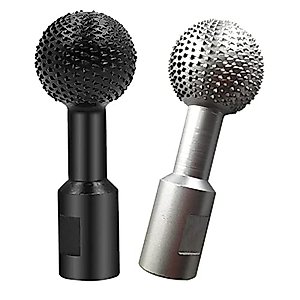 2 Pieces Sphere Rotary Burr with 14mm/0.55inch Threads for 115 or 125 Type Angle Grinder, Wood Carving Burrs for Carving Grinding Polishing Engraving (Black&Silver)
