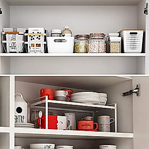 ideaglass Countertop Organizer, Cupboard Stand Spice Rack, 20" Cabinet Pantry Shelf, Organization and Storage for Kitchen Bathroom, Metal Plate Milky White