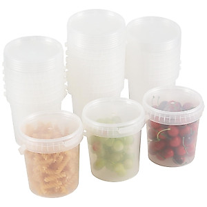 Xowine 20 Pcs 27 Oz Clear Ice Cream Bucket with Lid and Handle, Plastic Ice Cream Tub with Lid